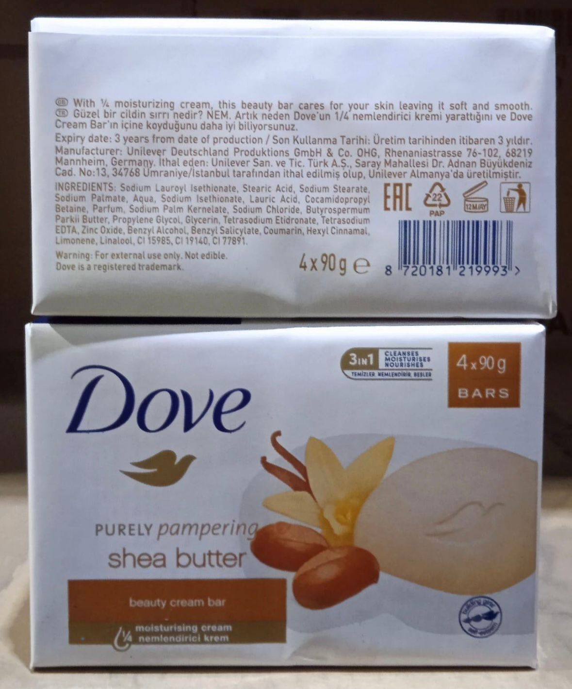 Buy, Order, Online Wholesale Dove Soap 90g Shea Butter 4 Pack in UK